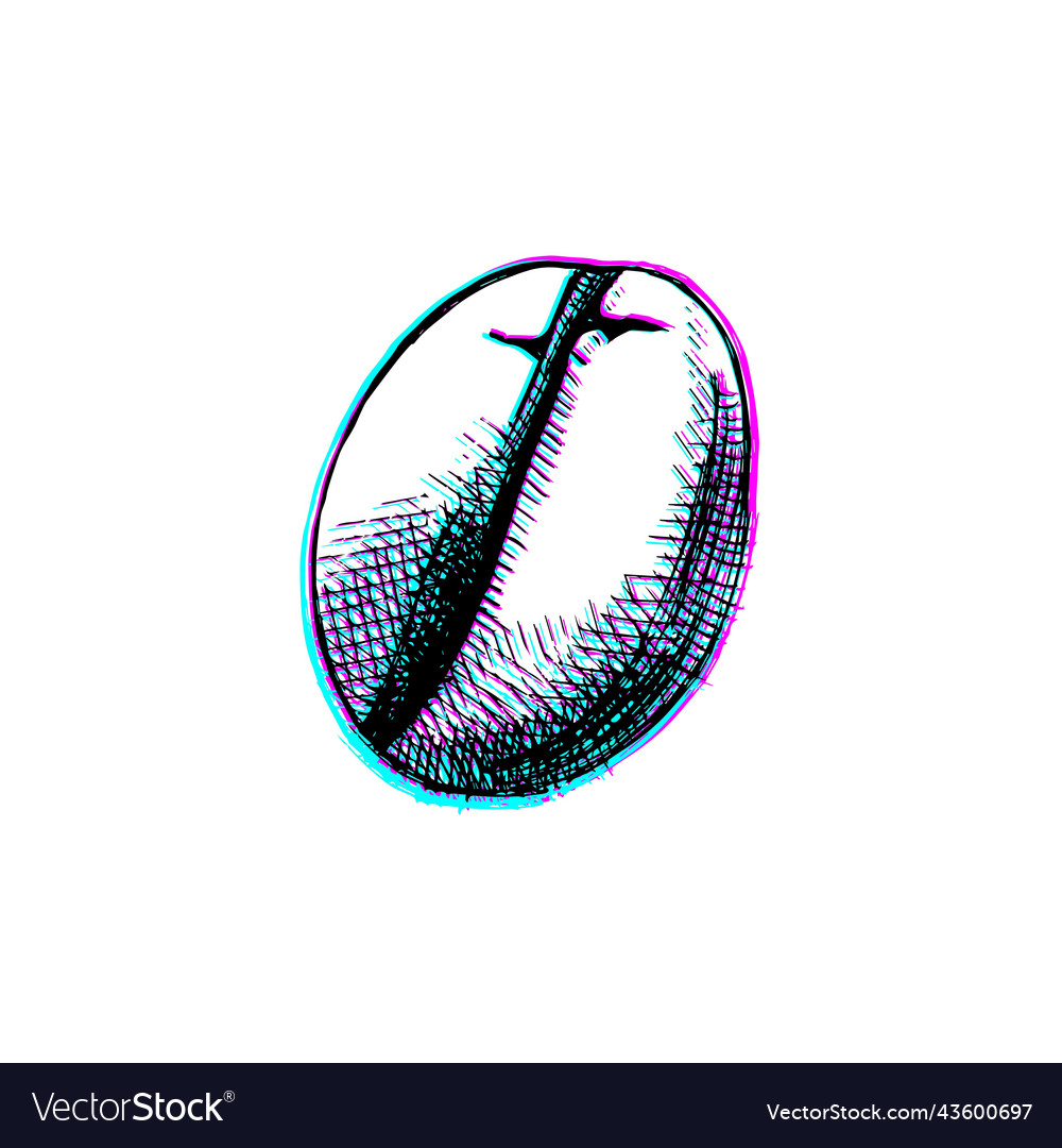 Coffee bean icon glitch effect Royalty Free Vector Image
