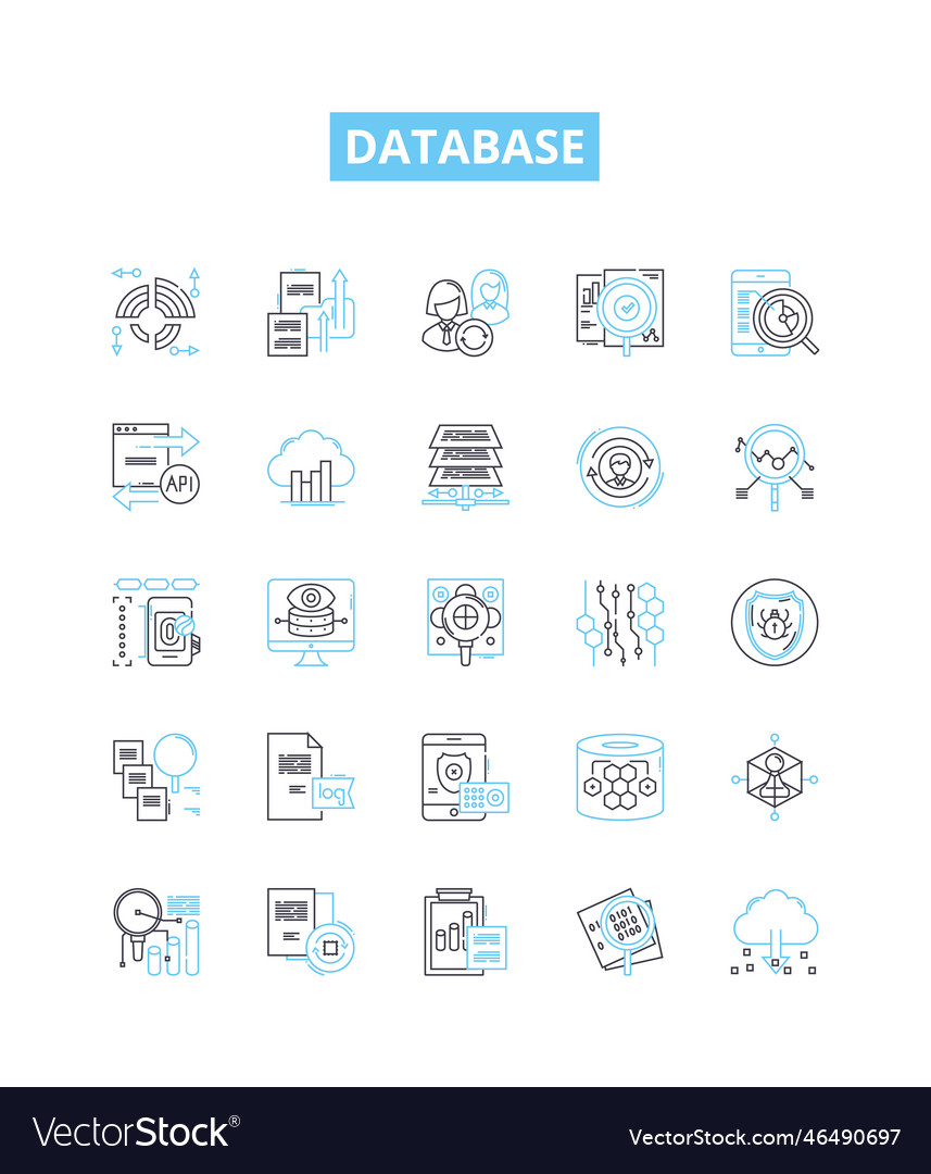 Database line icons set sql Royalty Free Vector Image Database line icons set sql Royalty Free Vector Image