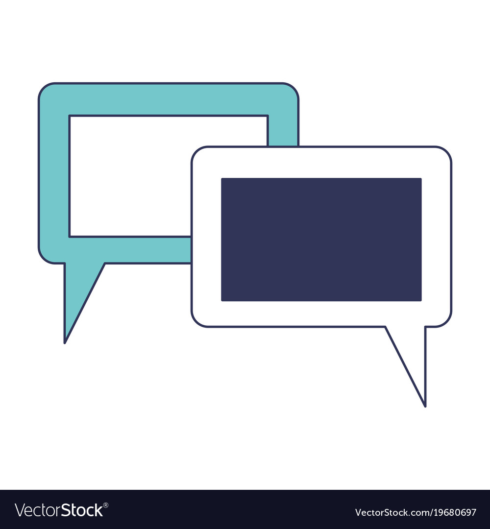 Dialogue boxes with tail and frame in blue color Vector Image