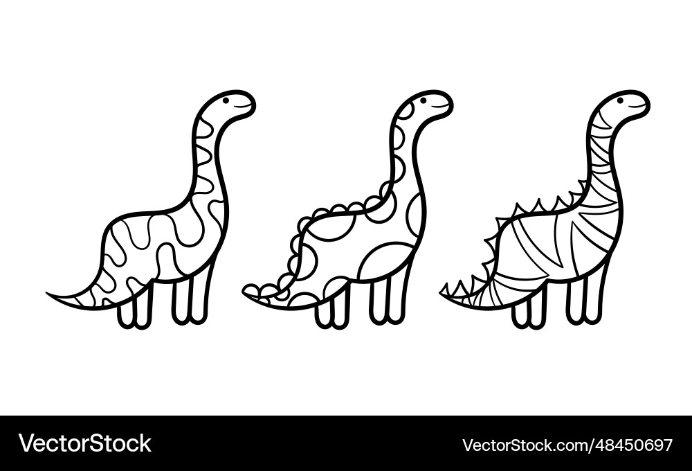 Dino in 3 styles2 Royalty Free Vector Image - VectorStock