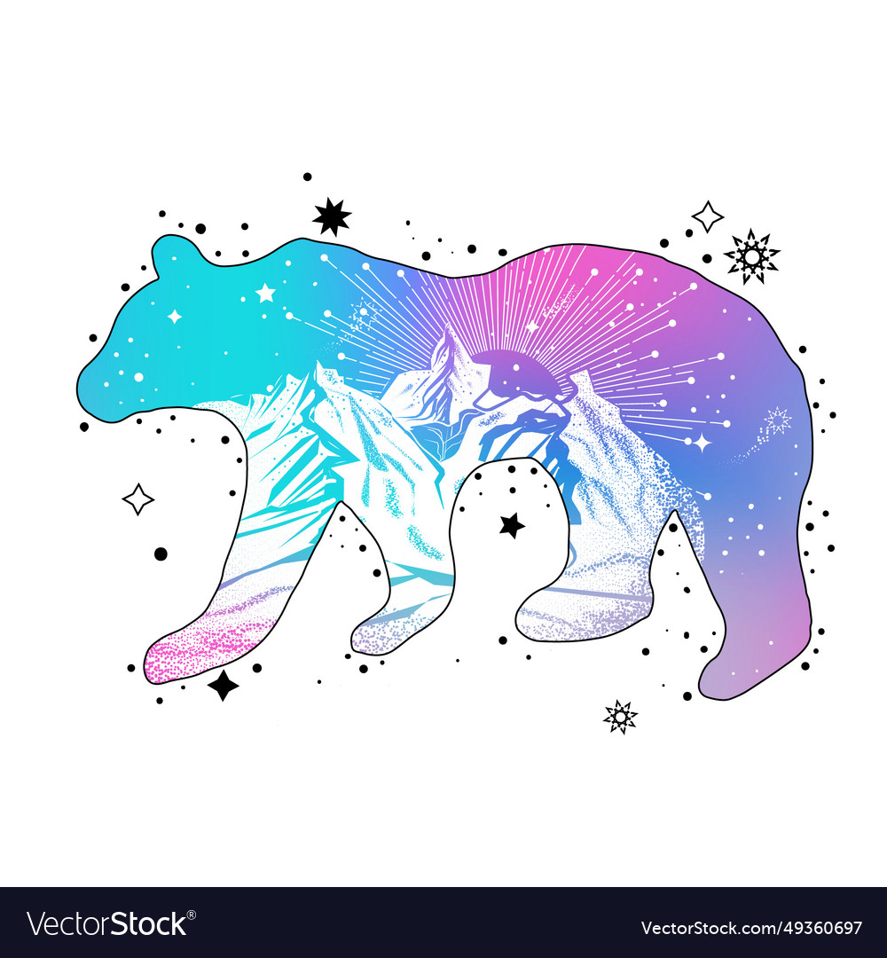 Double exposure bear Royalty Free Vector Image