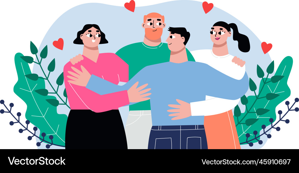 Friends support hugging fun friend hug Royalty Free Vector