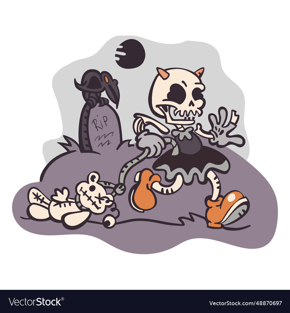 Graveyard ghost cartoon Royalty Free Vector Image