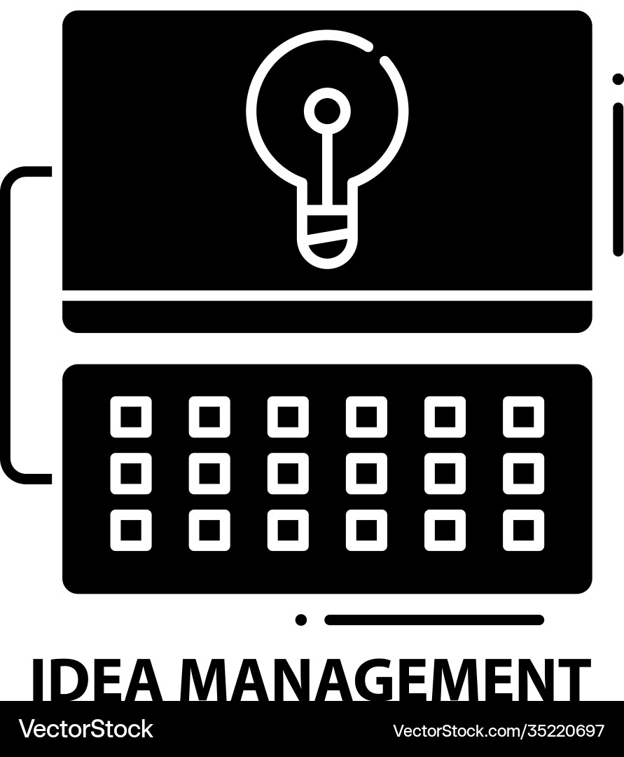 Idea management symbol icon black sign Royalty Free Vector