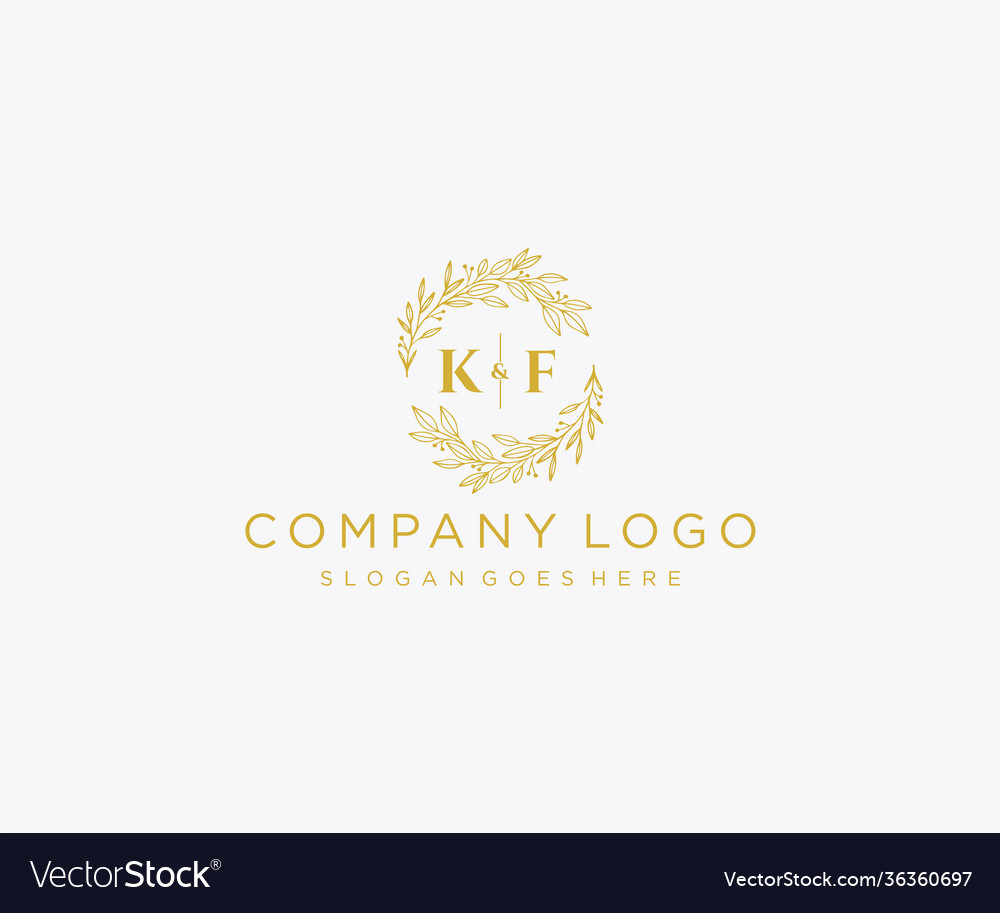 Initial kf letters floral frames monogram wedding Vector Image Initial kf letters floral frames monogram wedding Vector Image