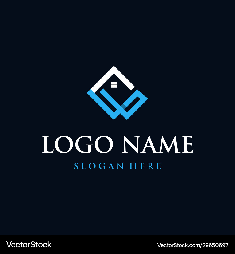 Letter w home property abstract creative logo Vector Image