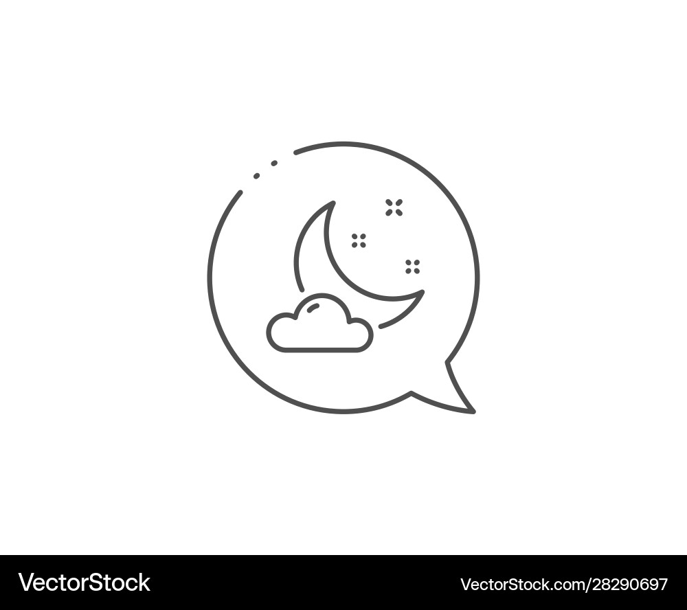 Night weather line icon moon with cloud sign Vector Image