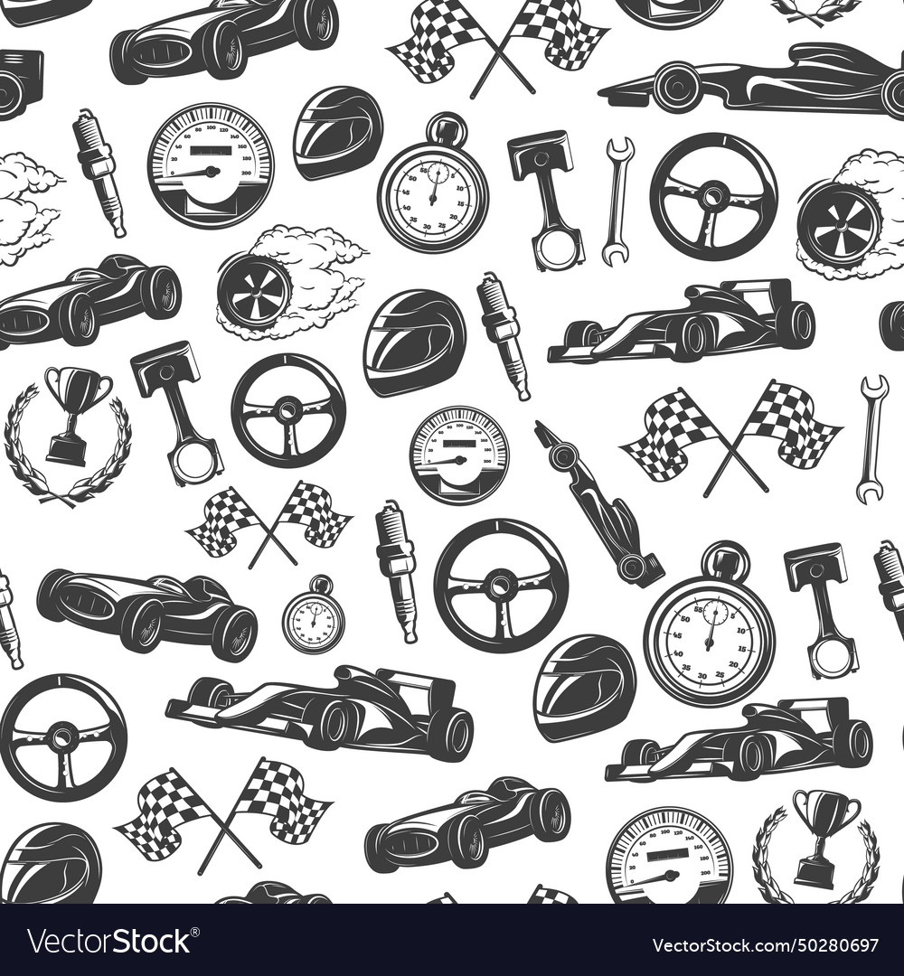 Racing emblems pattern Royalty Free Vector Image