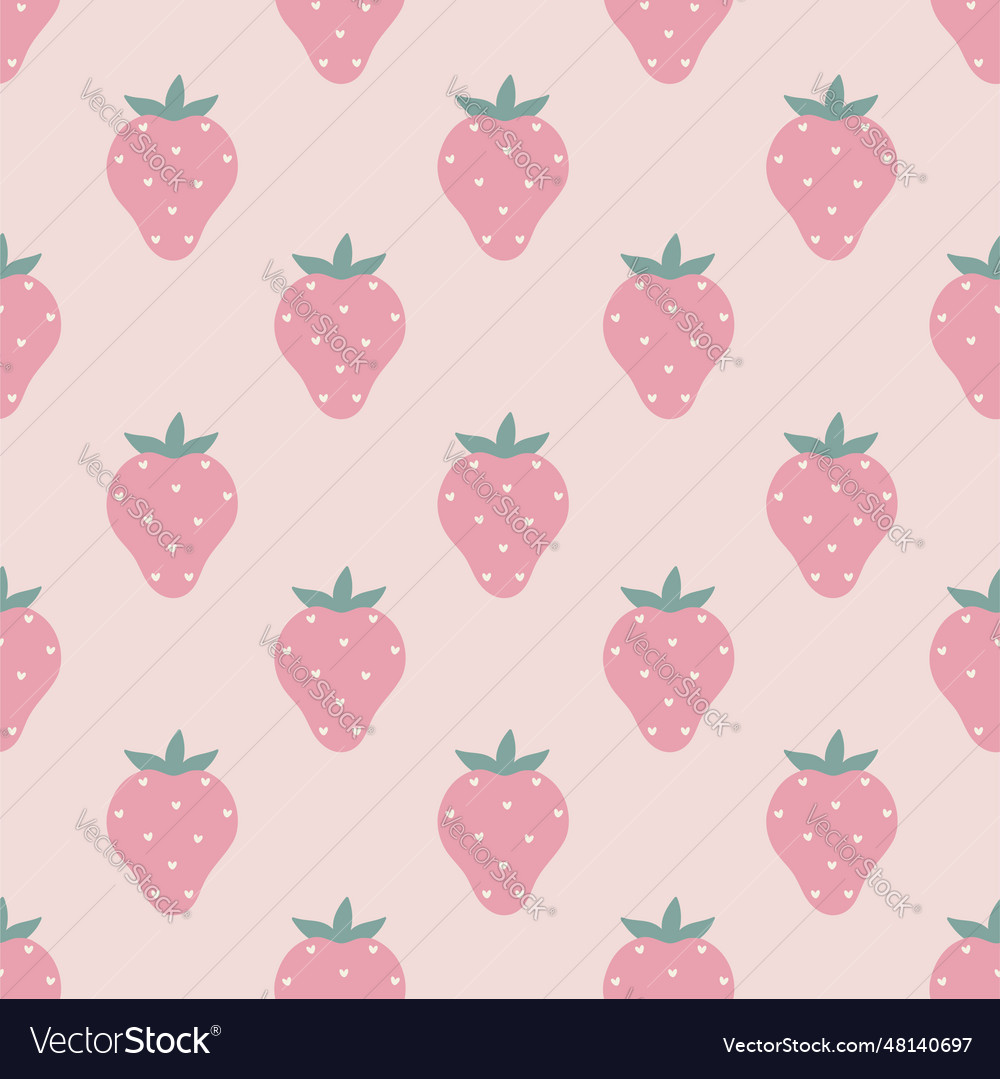 Simple seamless pink pattern with strawberries Vector Image