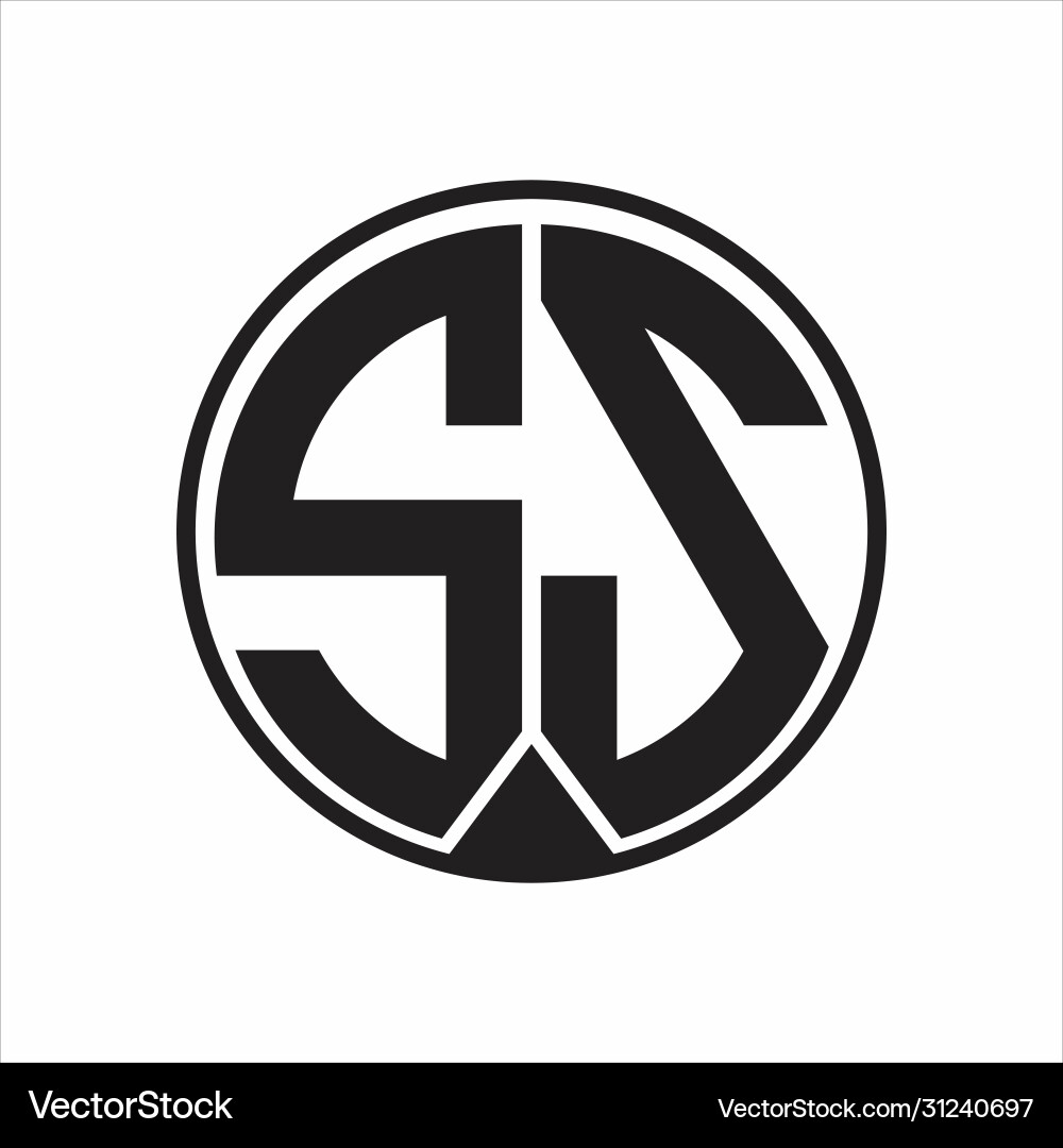 Ss logo monogram circle with piece ribbon style Vector Image