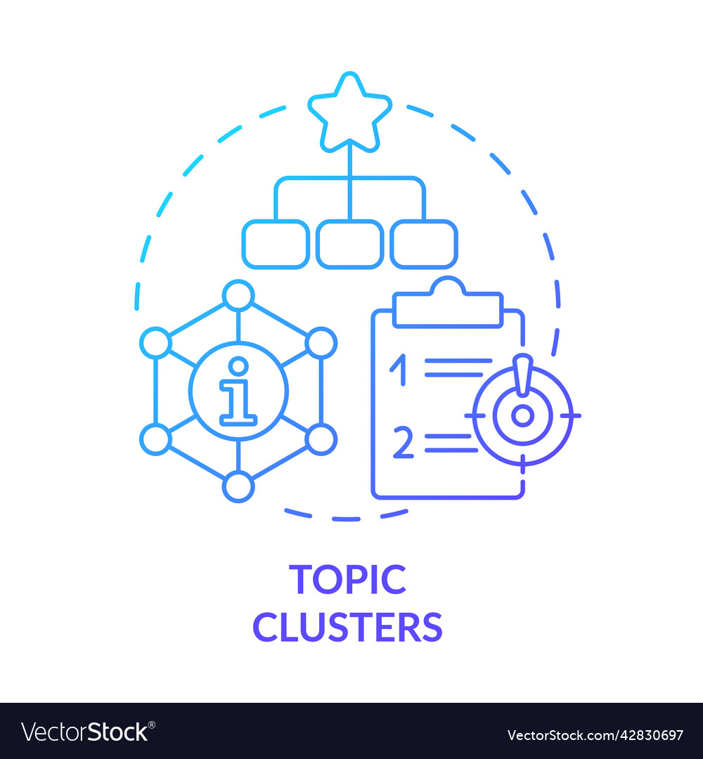 Topic clusters blue gradient concept icon Vector Image