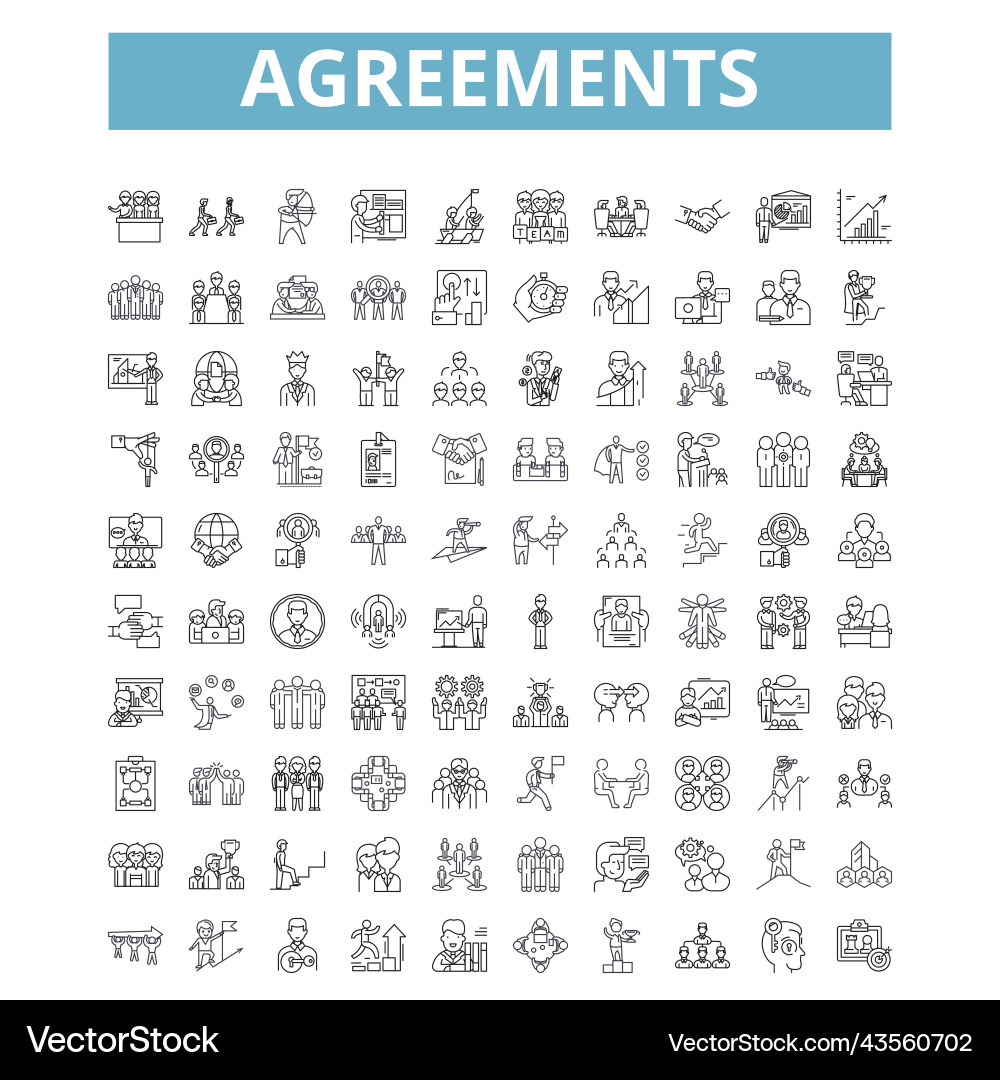 Agreements icons line symbols web signs Royalty Free Vector