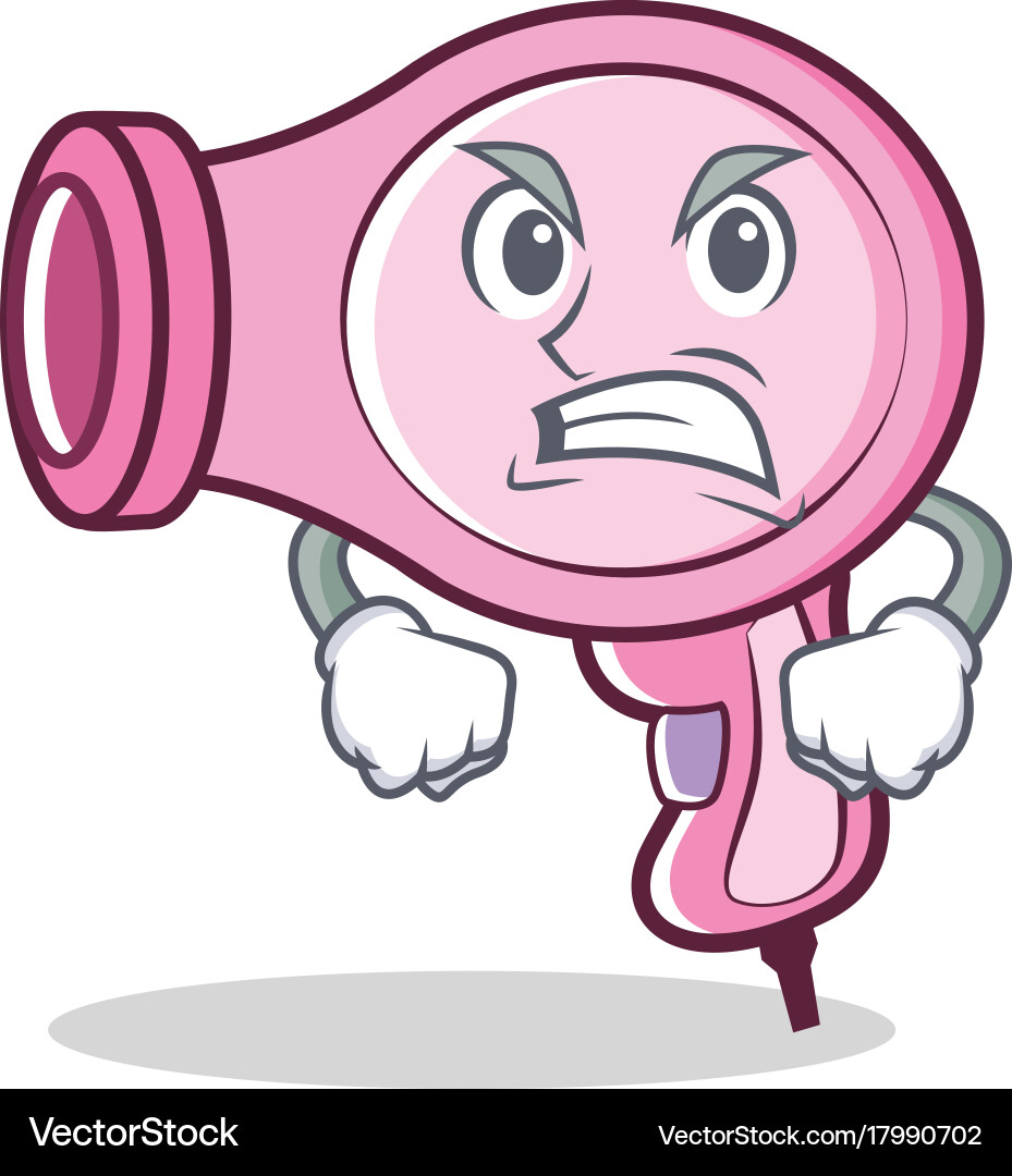 Angry hair dryer character Royalty Free Vector Image