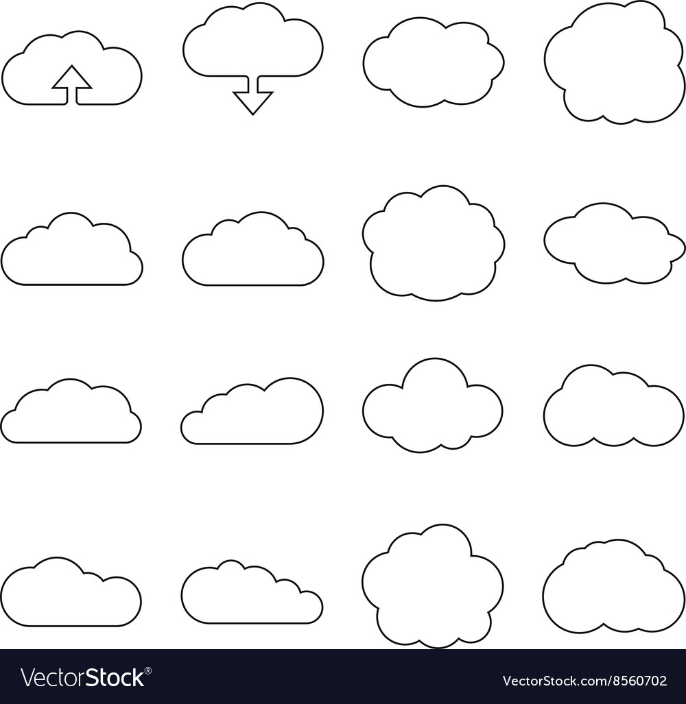 Cloud line web icons for computing Royalty Free Vector Image