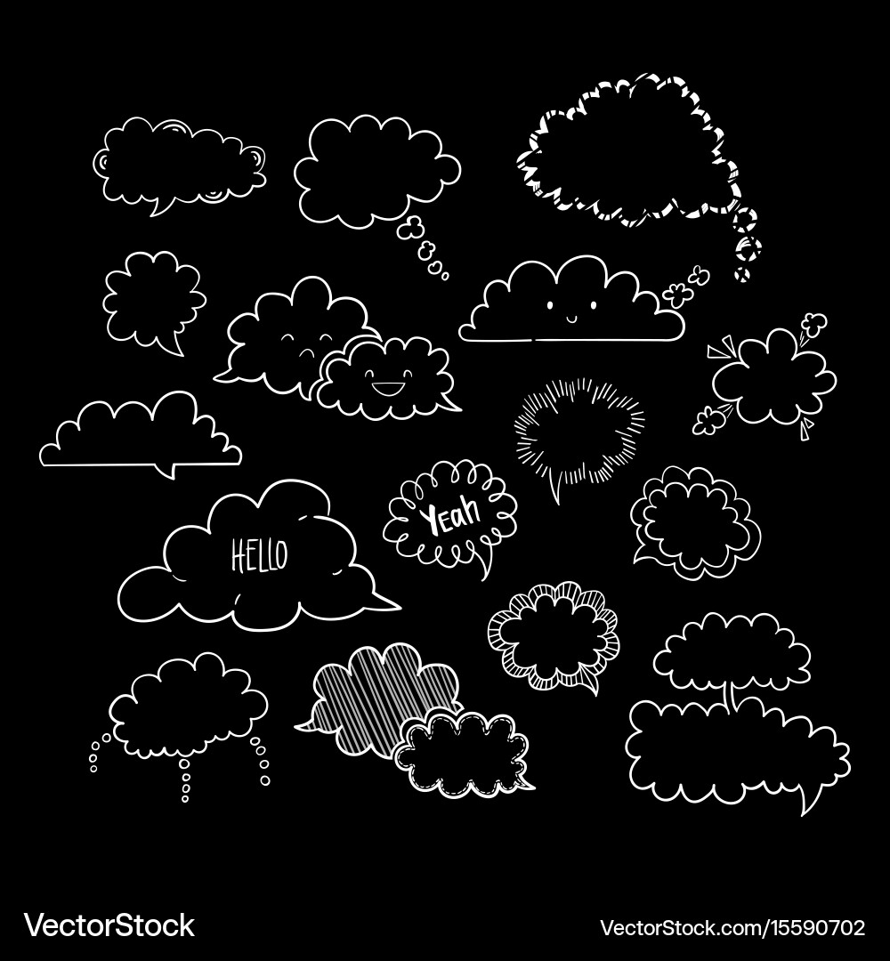 Cloud speech bubbles-02 Royalty Free Vector Image