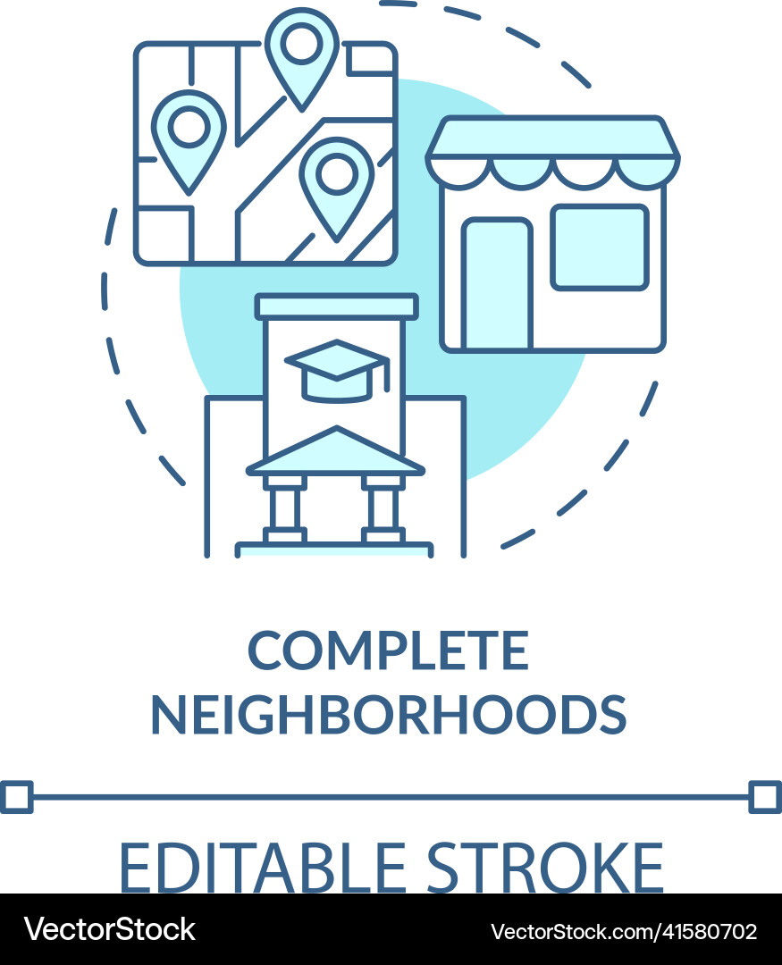 Complete neighborhoods turquoise concept icon Vector Image