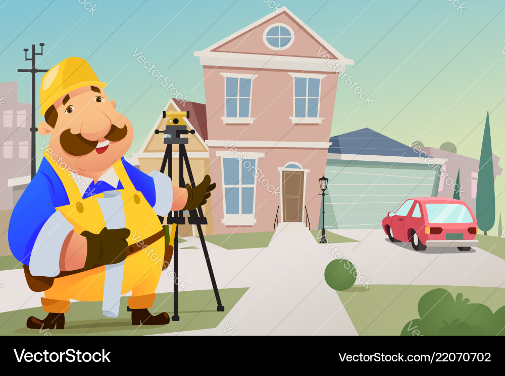Contractor standing in front of a house Royalty Free Vector