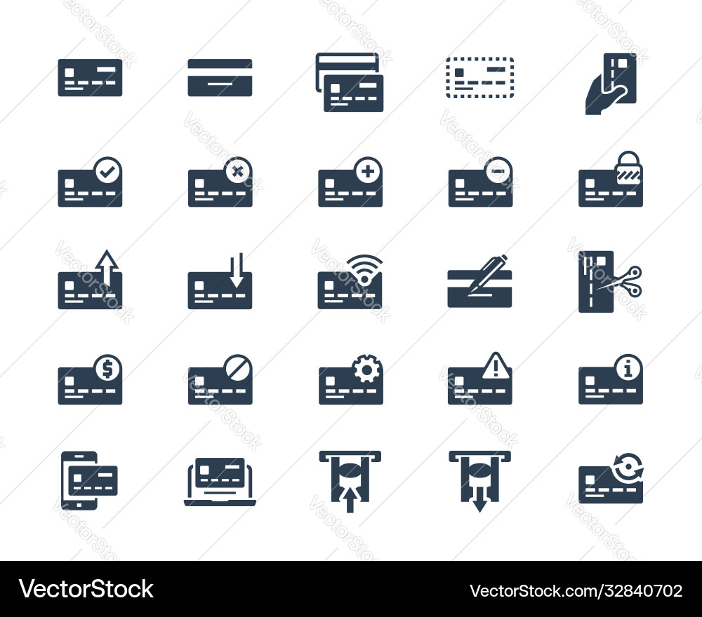 Credit or debit card related icon set Royalty Free Vector