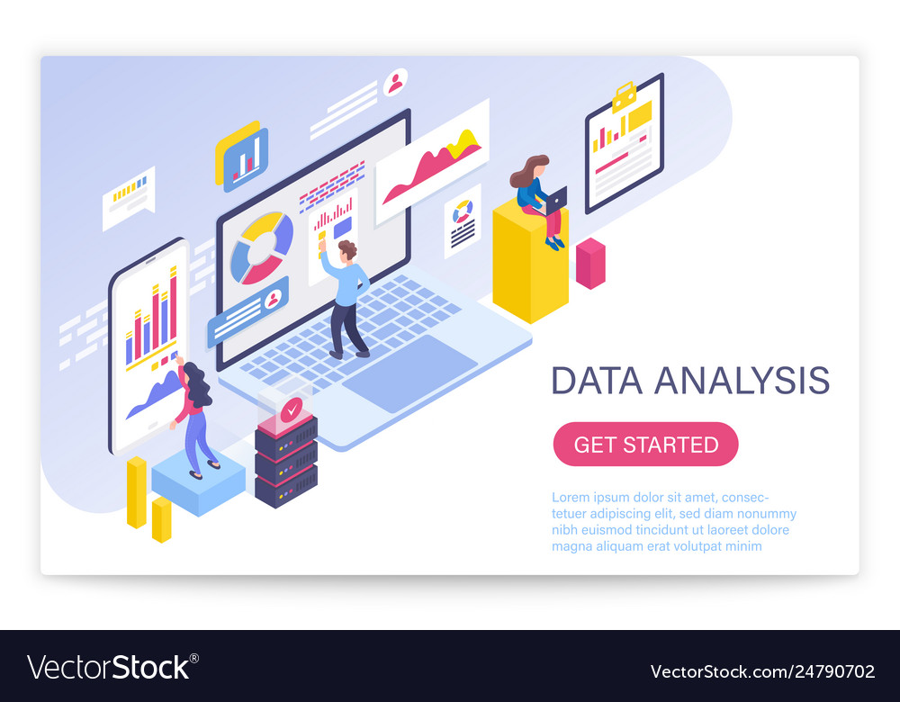 Data analysis process big concept 3d Royalty Free Vector