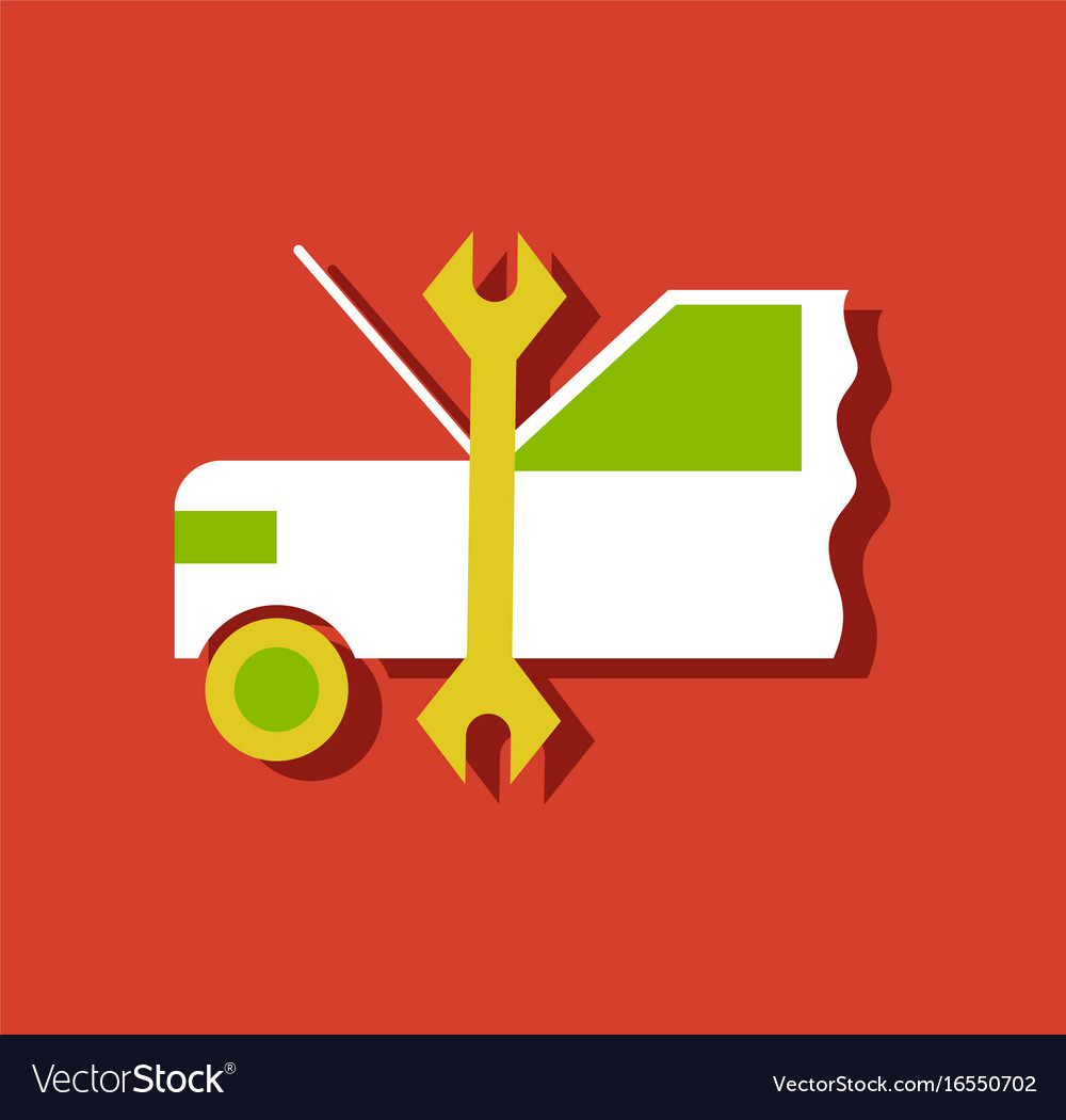 Flat icon design collection car and tool Vector Image