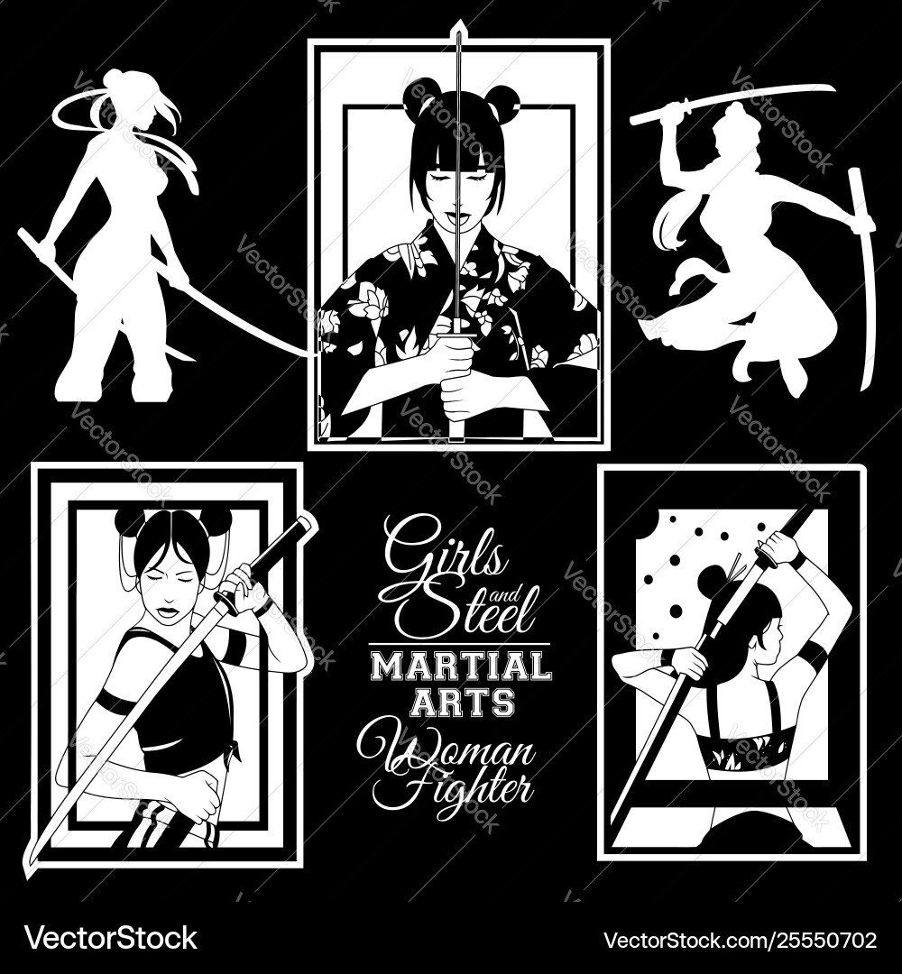 Geisha and samurai katana Royalty Free Vector Image