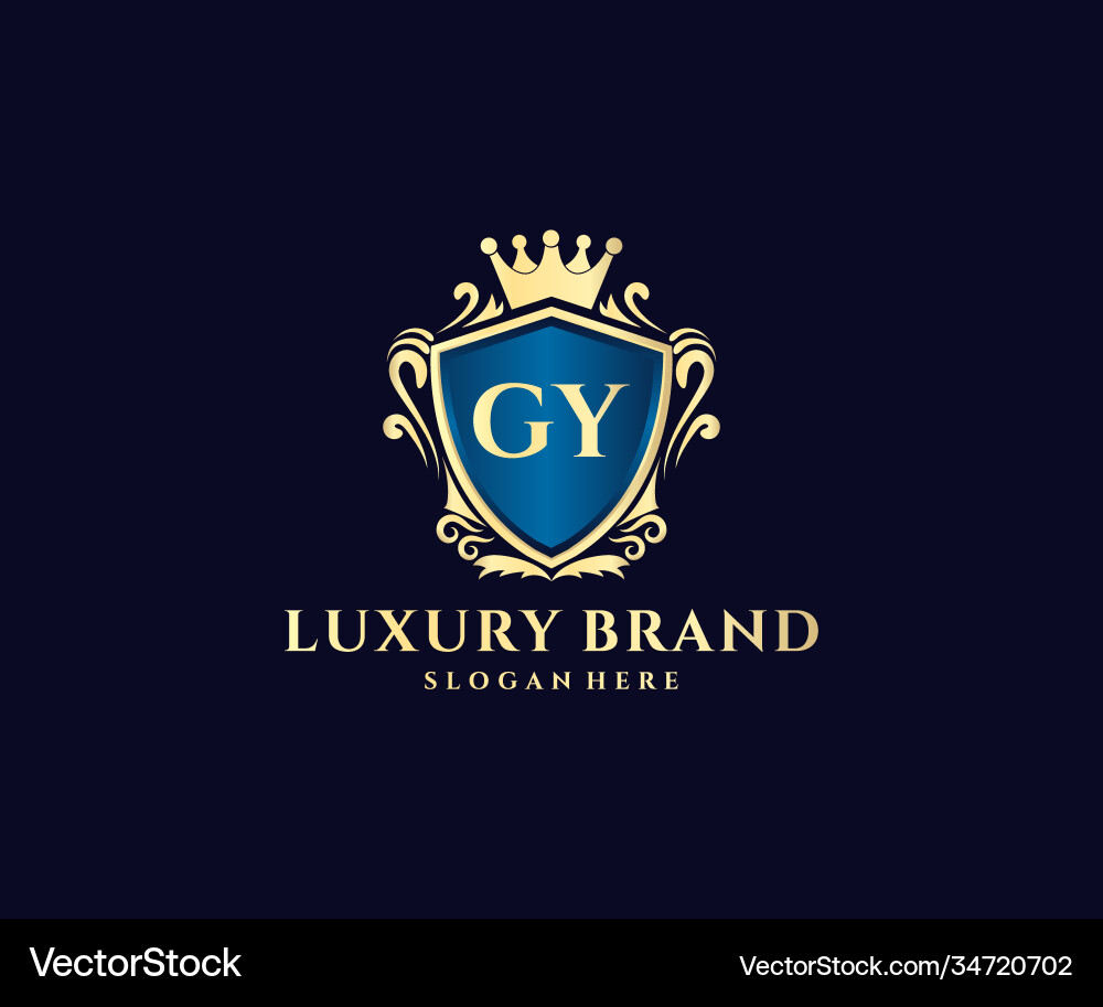 Gy initial letter gold calligraphic feminine Vector Image