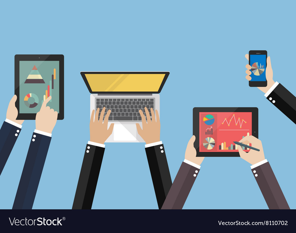 Hands hold device electronics gadget Royalty Free Vector