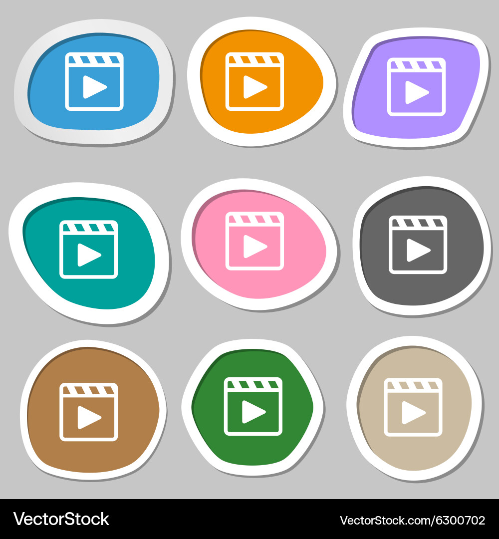Play video icon symbols multicolored paper Vector Image