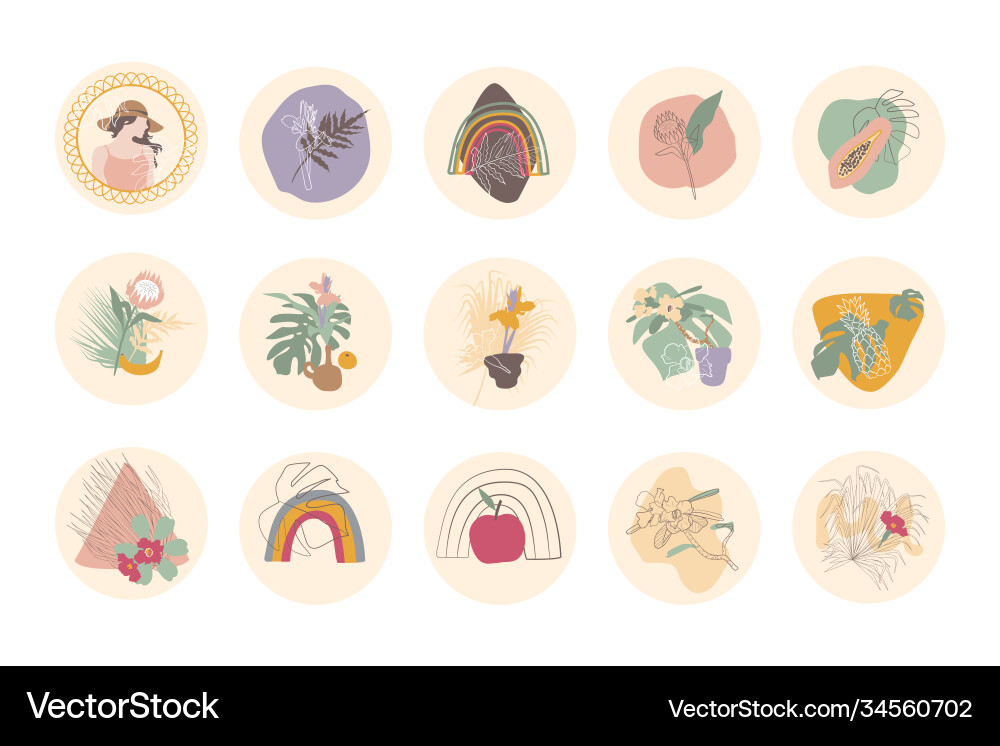Set instagram highlights stories icons with Vector Image