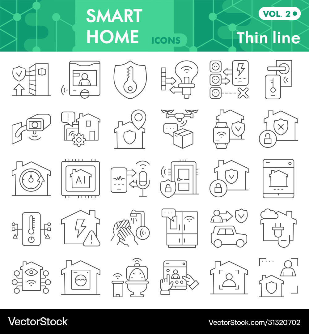 Smart home thin line icon set house symbols Vector Image