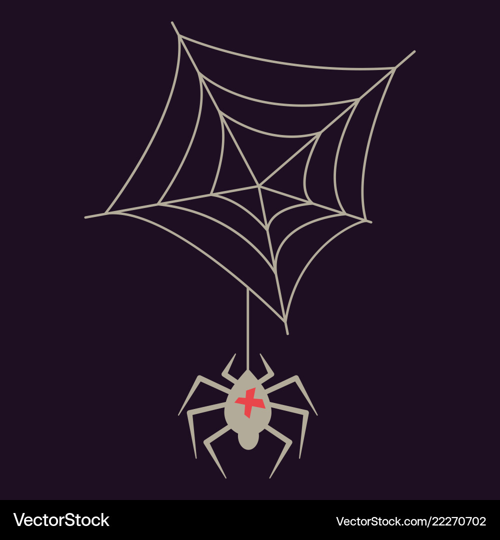 Spider and torn web scary spiderweb of halloween Vector Image