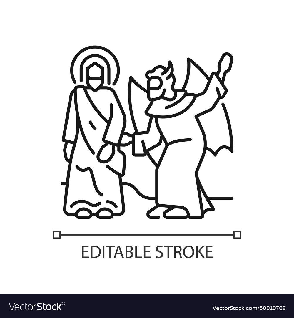 Temptation of christ linear icon Royalty Free Vector Image