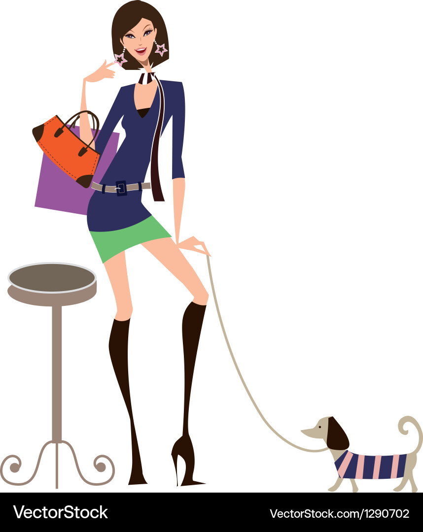 Woman and dog Royalty Free Vector Image - VectorStock