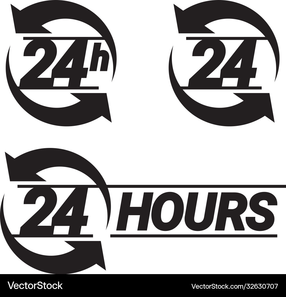 24 hours order execution or delivery service icons