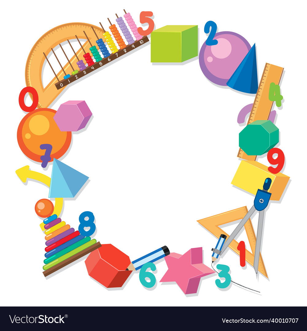 Blank math template with math tools and elements Vector Image