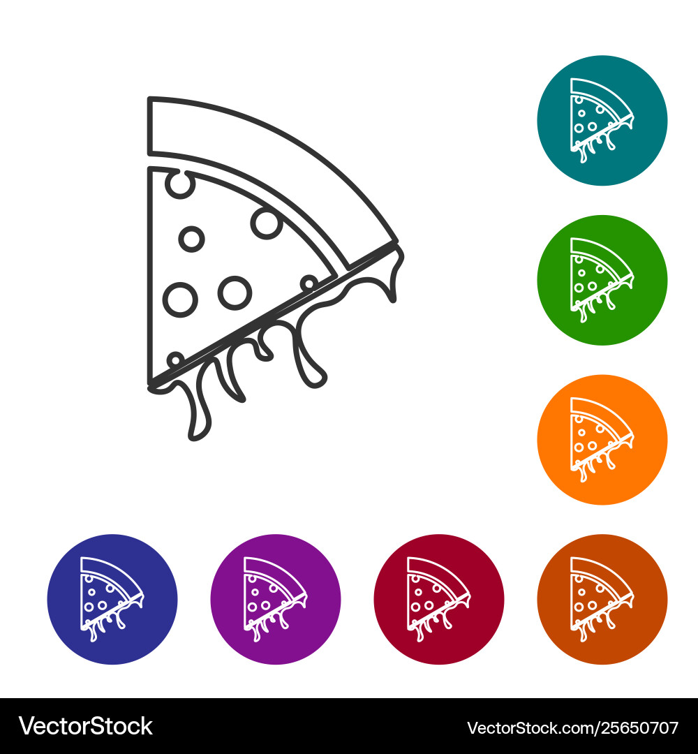 Grey slice pizza line icon isolated on white Vector Image