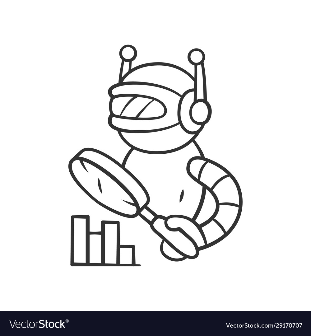 Monitoring bot linear icon machine learning Vector Image
