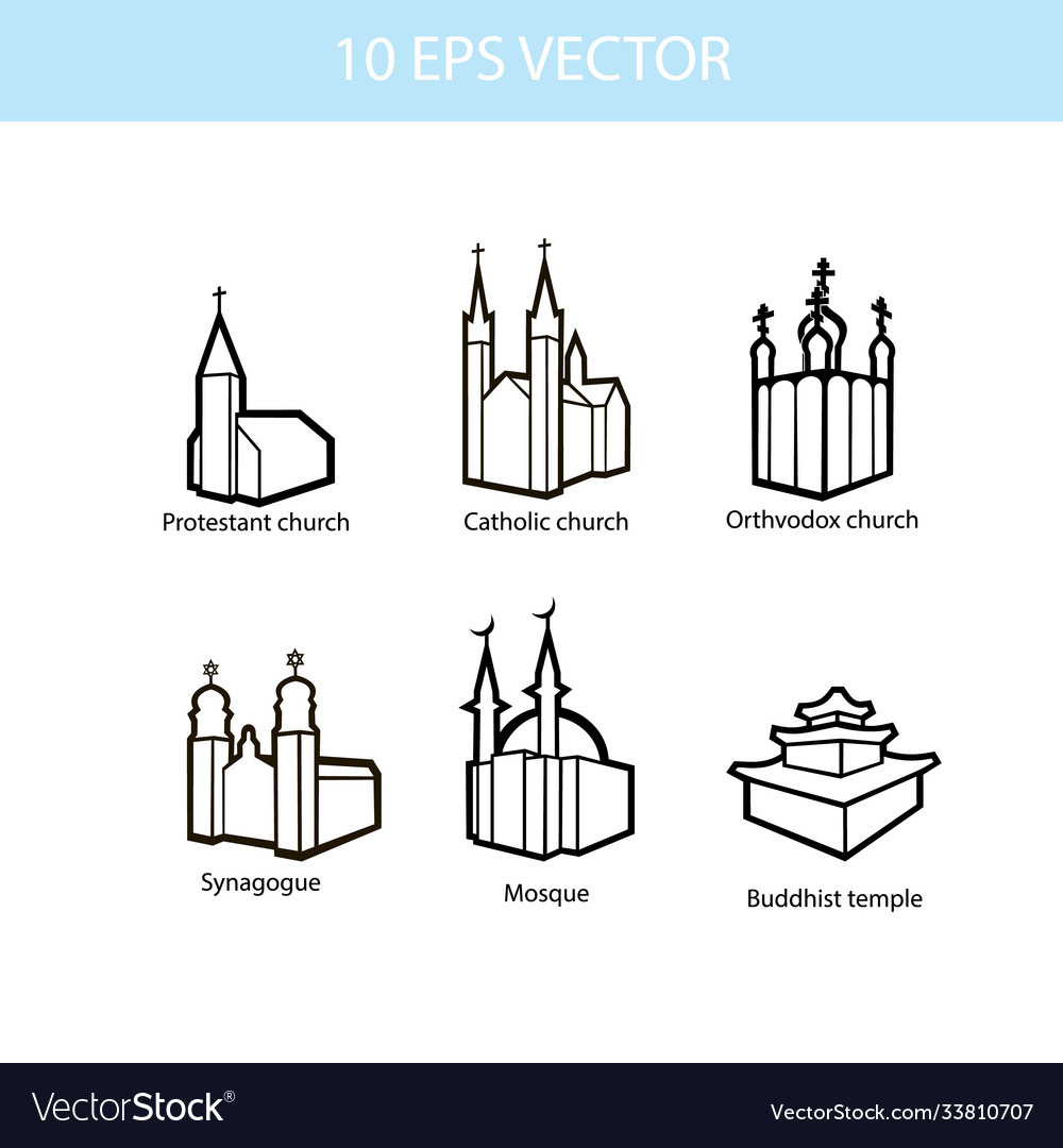 Set icons temples Royalty Free Vector Image - VectorStock