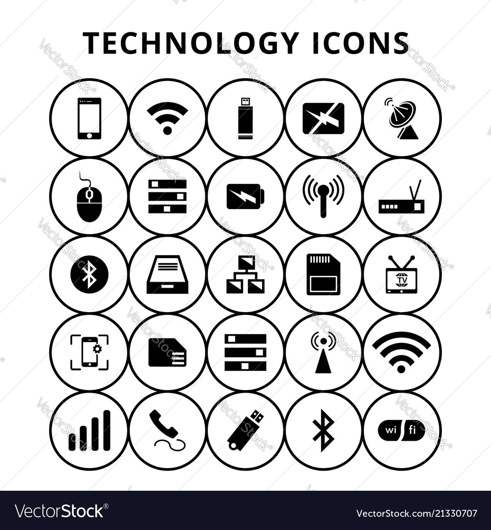 Technology icons Royalty Free Vector Image - VectorStock