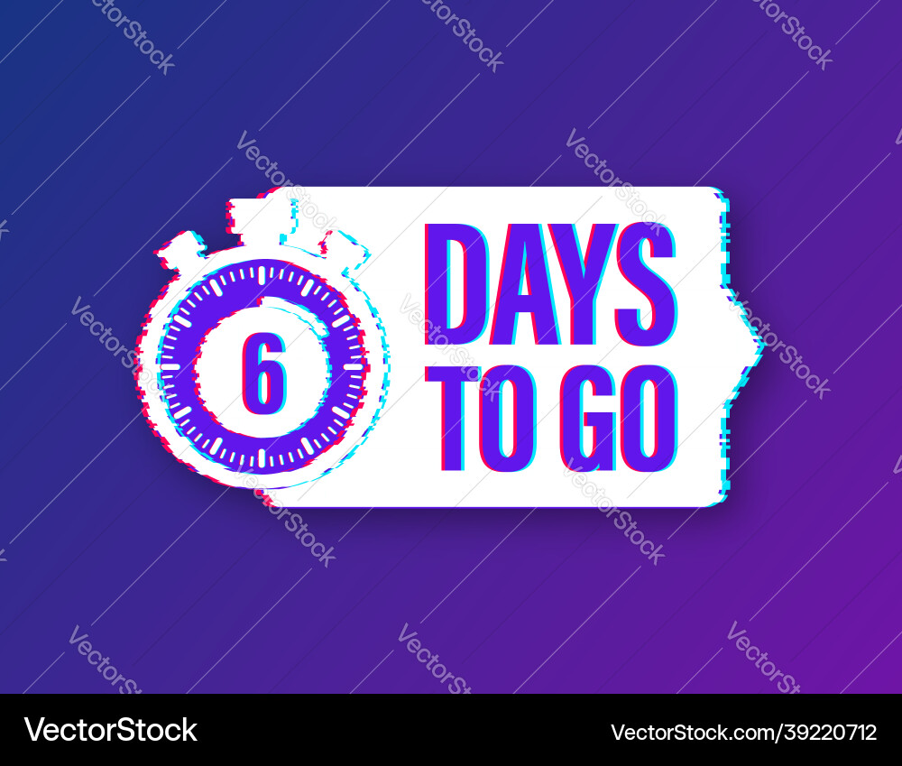 6 days to go glitch style icon Royalty Free Vector Image