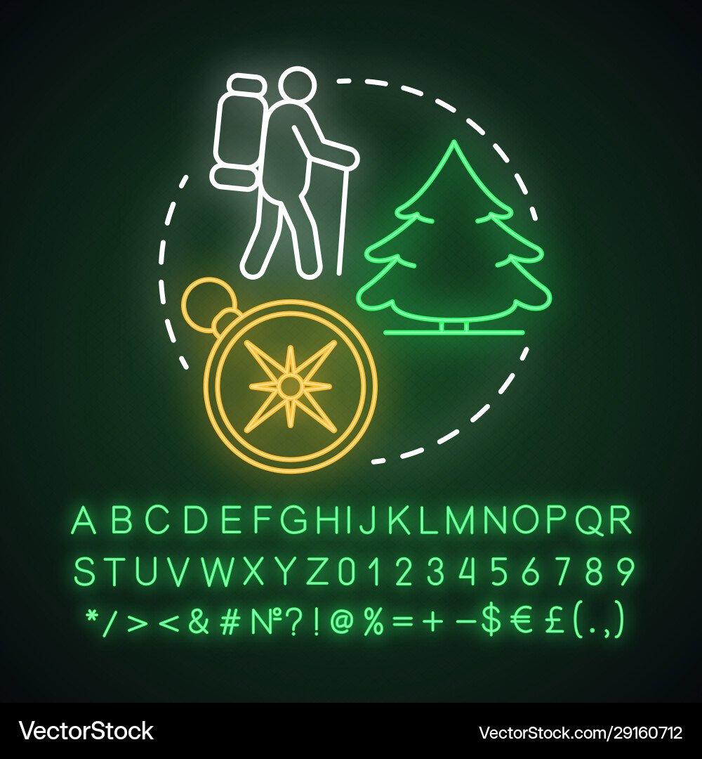 Adventure camp neon light concept icon summer Vector Image