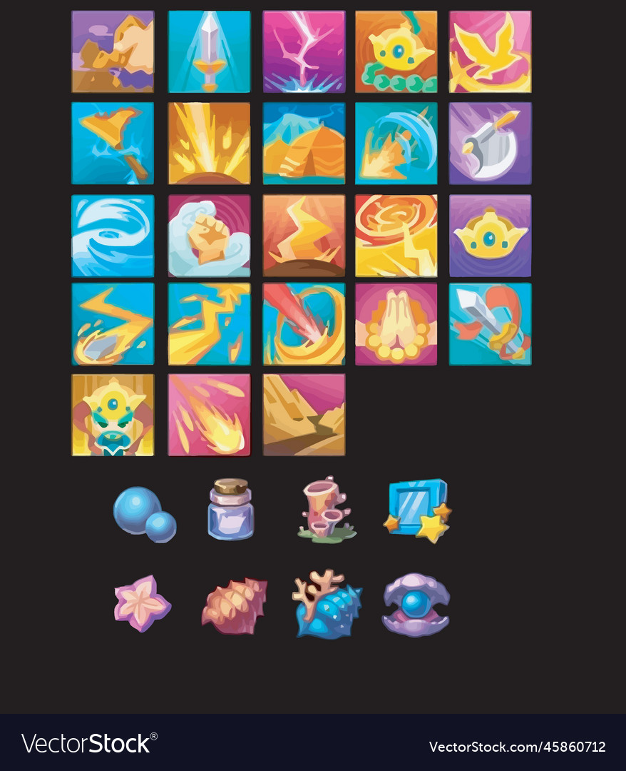 Complete Set Of Level Button Game Ui Pop Up Icon Vector Image