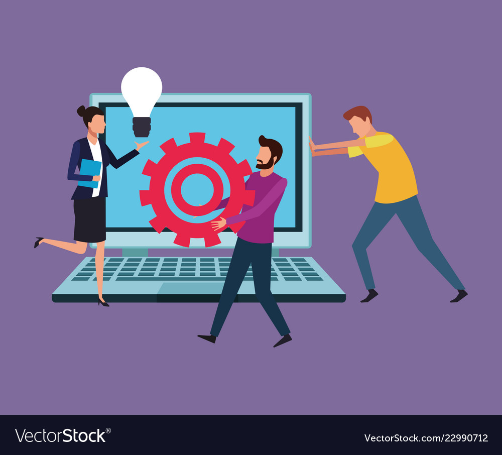 Computer design teamwork Royalty Free Vector Image