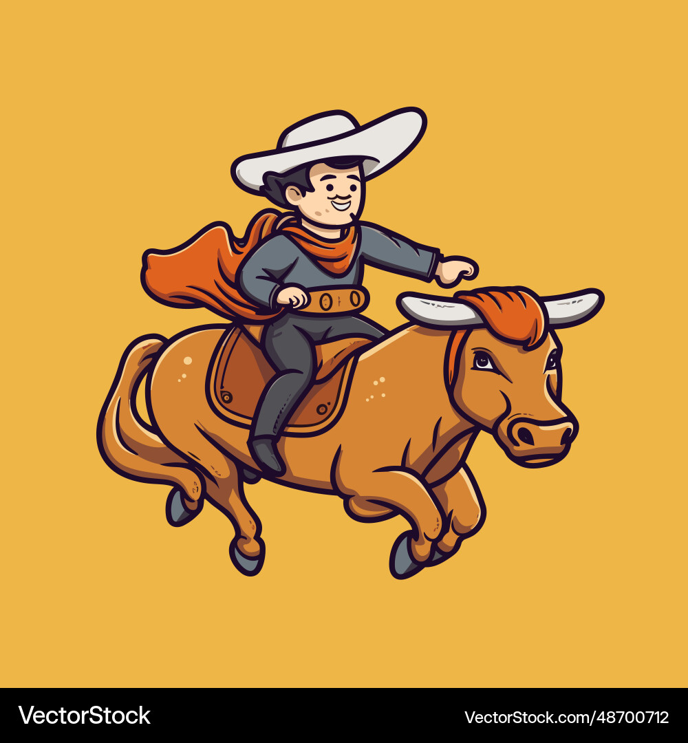 Cowboy riding a bull rodeo Royalty Free Vector Image
