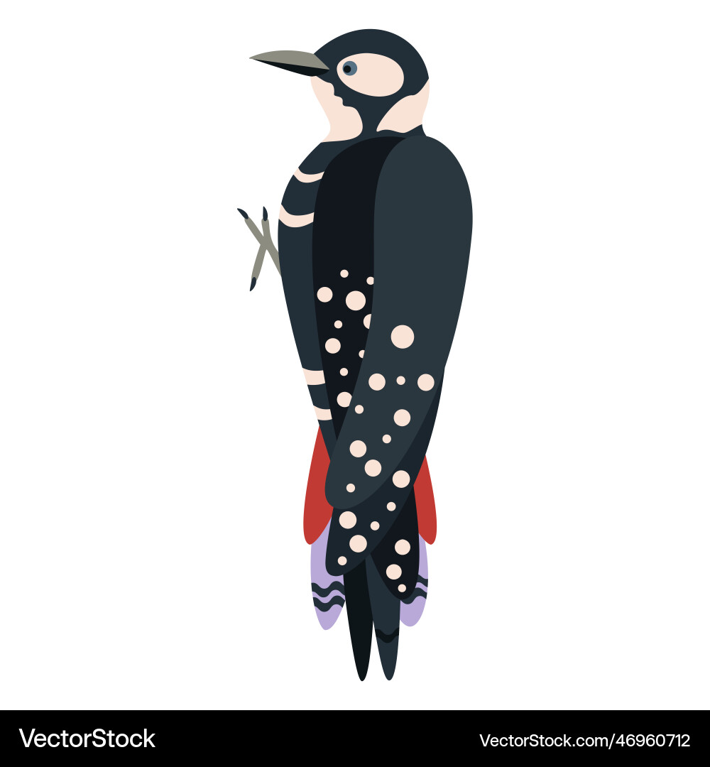 Cute cartoon woodpecker bird flat Royalty Free Vector Image