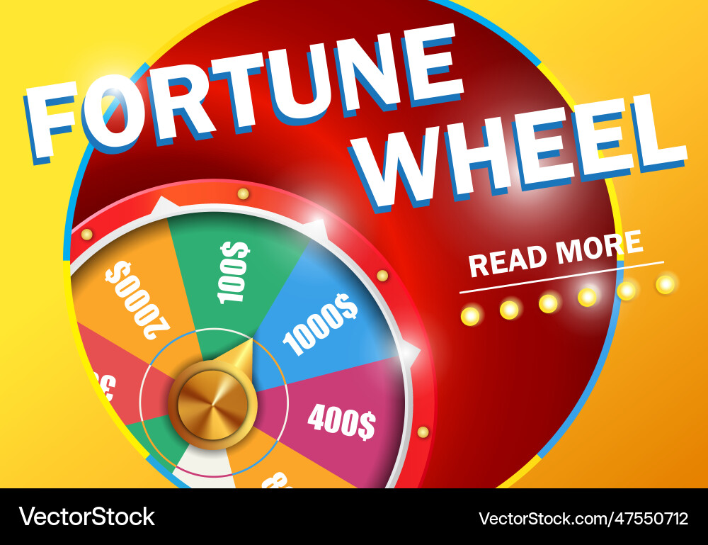 Fortune wheel read more lettering on yellow Vector Image