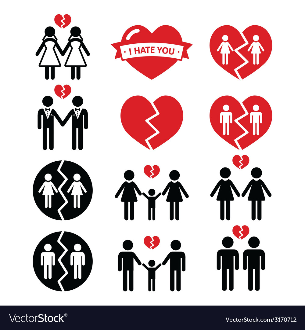 Gay Or Lesbian Couple Breakup Divorce Icon Vector Image