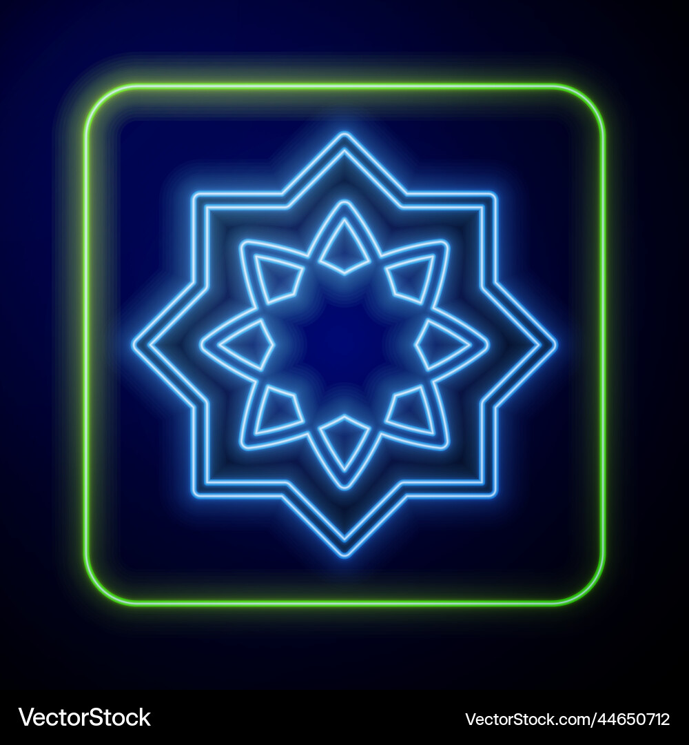 Glowing neon islamic octagonal star ornament icon Vector Image