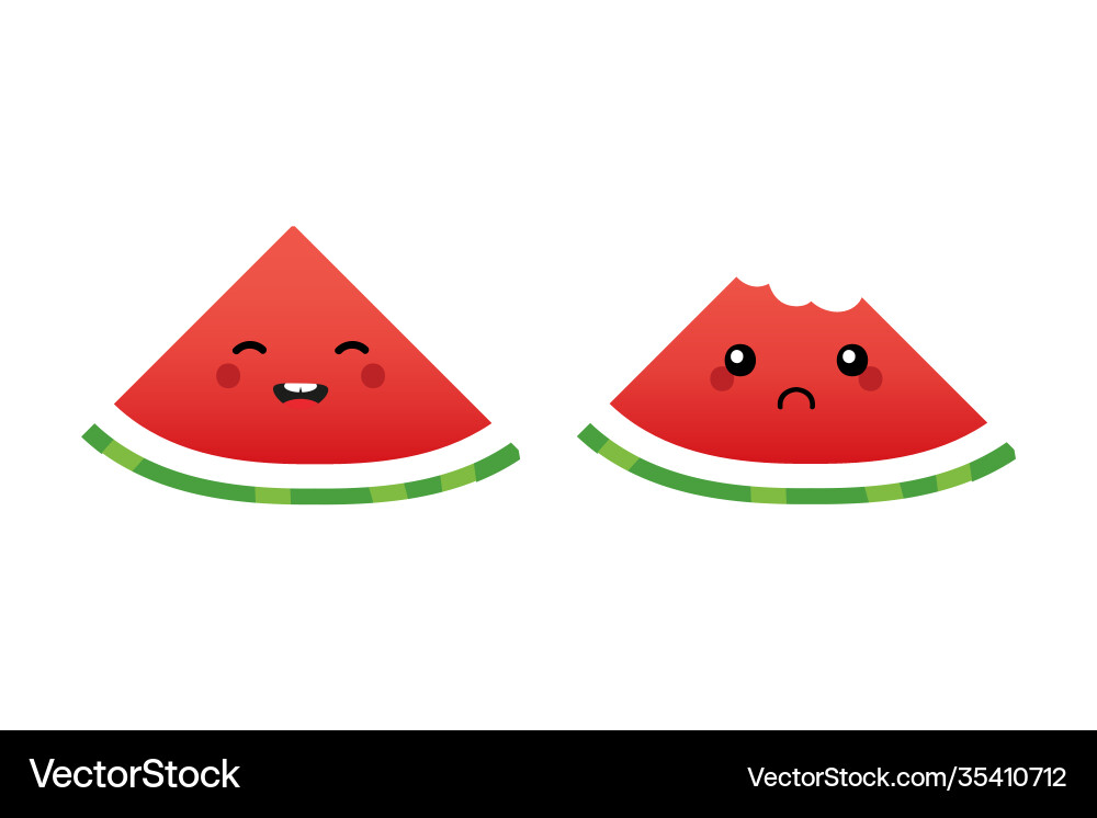 Happy and sad watermelon slice characters Vector Image