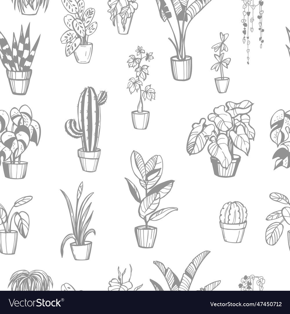 House plants pattern Royalty Free Vector Image